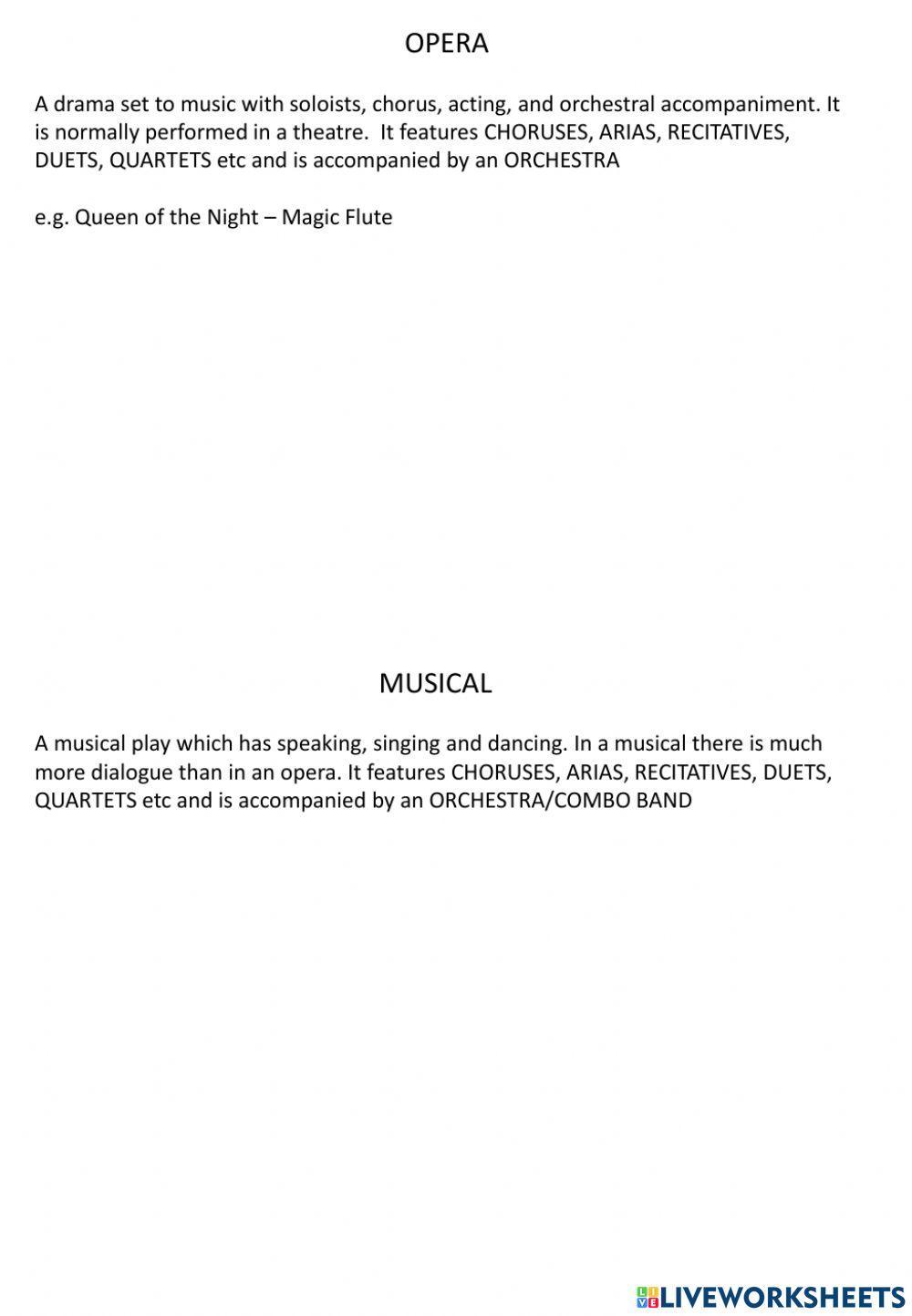 Nat 5 Vocal Music 1 worksheet | Live Worksheets