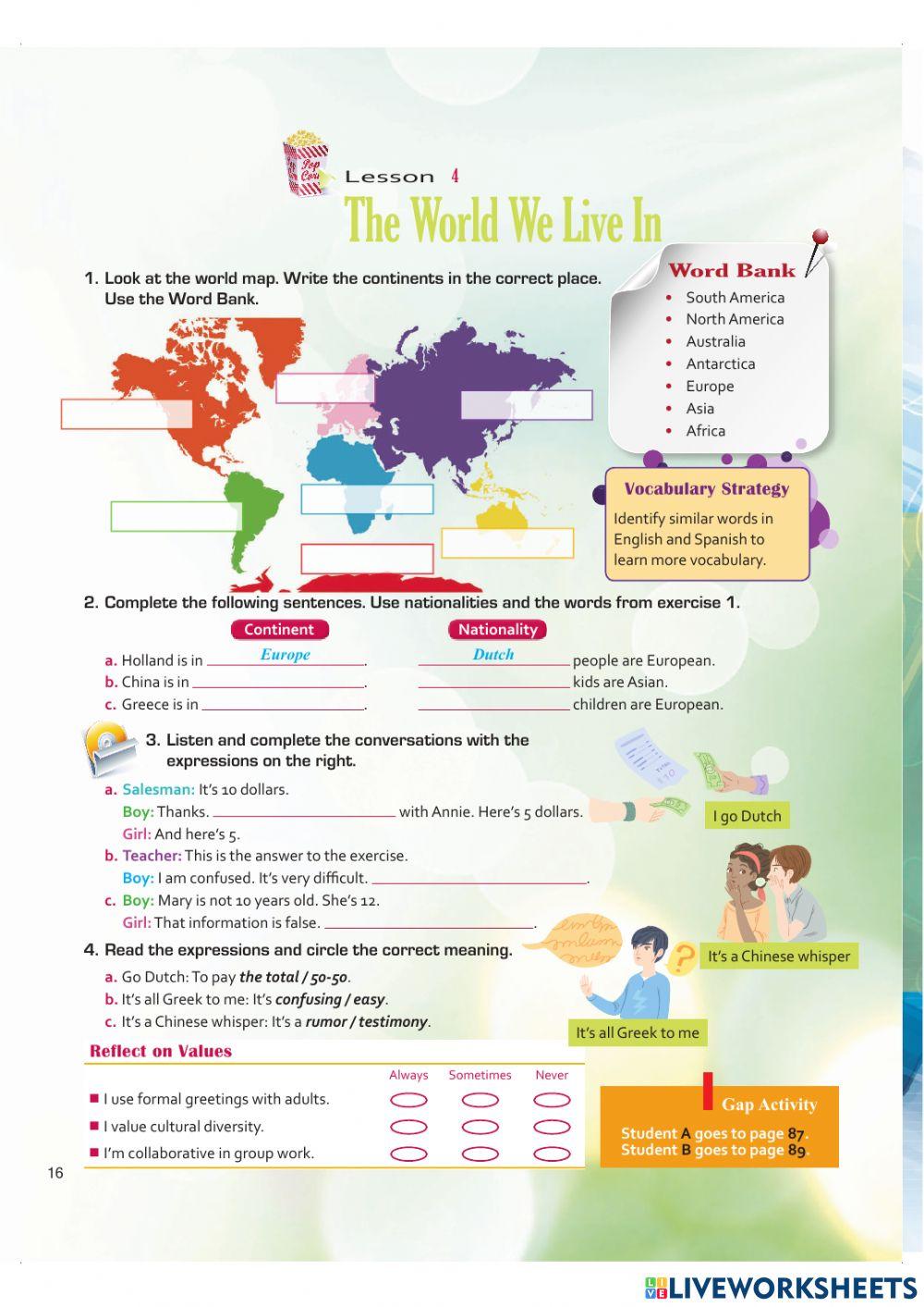 Vocabulary online exercise for A1 | Live Worksheets