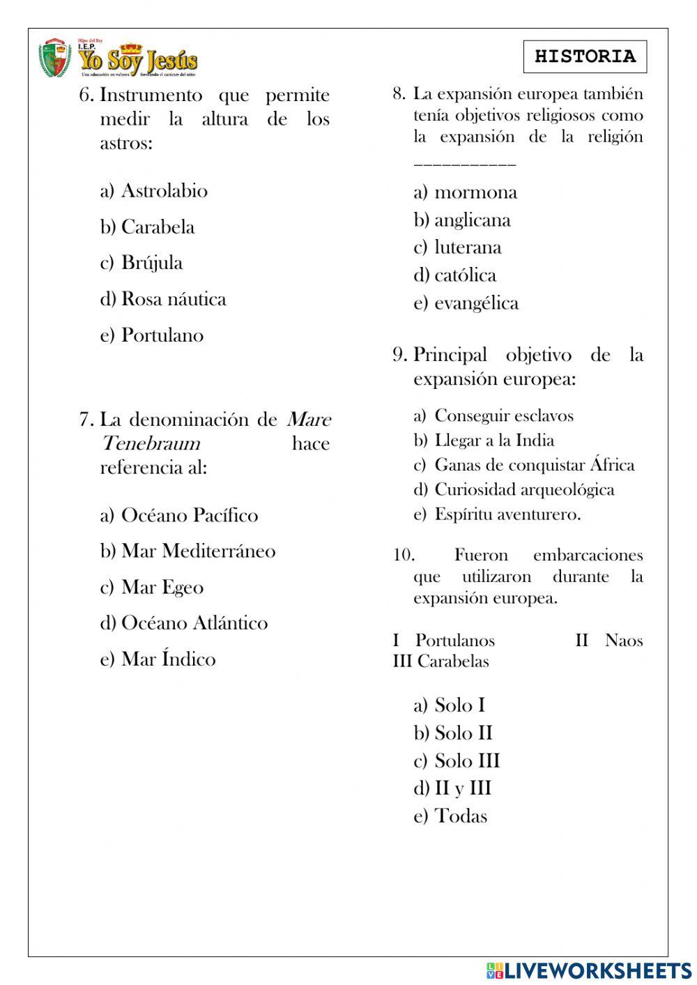 Expansión europ… | Free Interactive Worksheets | 1466754