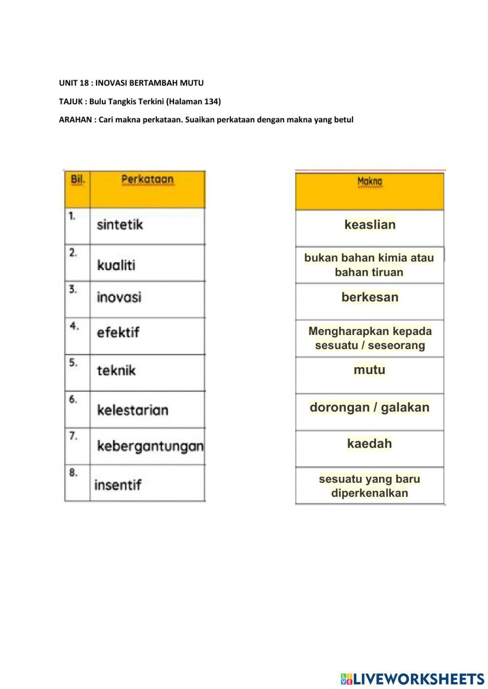 Cari makna perkataan dan suaikan | WAN AHMAD KASBENO