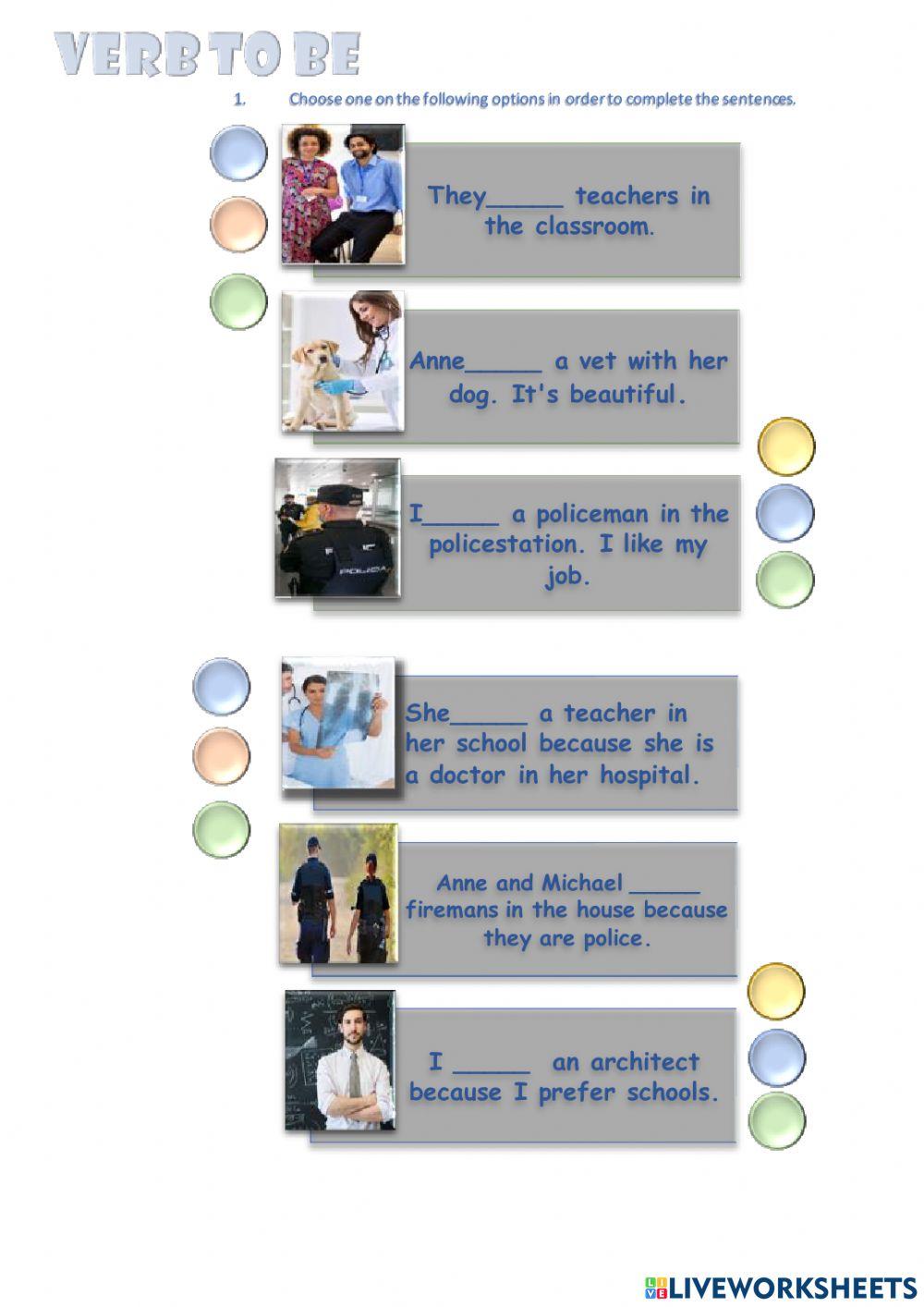 1-VERB TO BE (INTERACTIVE WORKSHEET) online exercise for | Live Worksheets