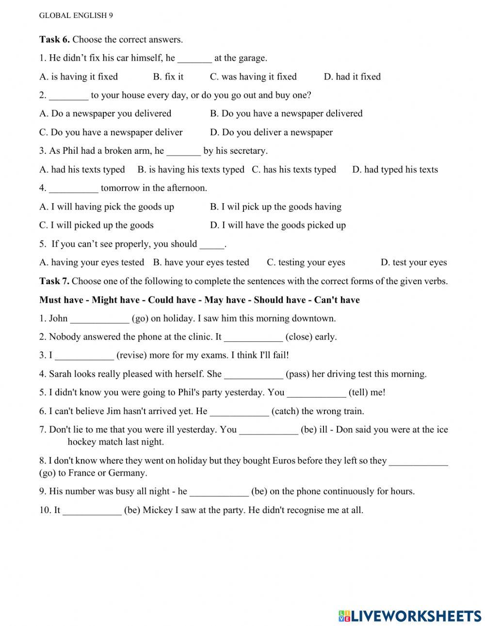 Quantifiers - Compound adjectives - Have sth done - Reporting verbs ...