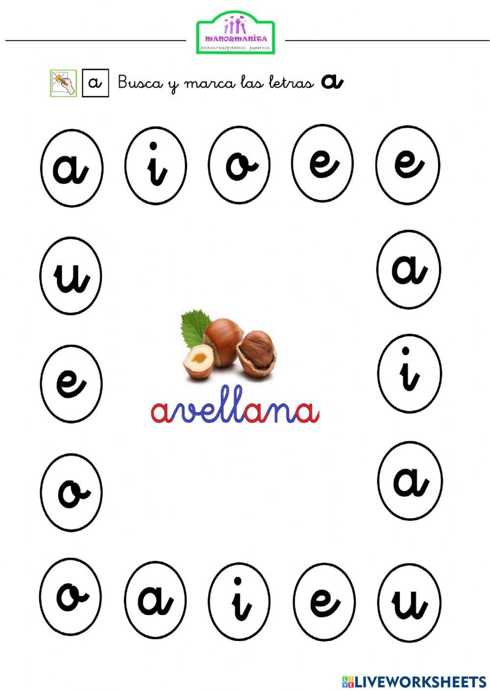 Letra a interactive worksheet for educación especial | Live Worksheets