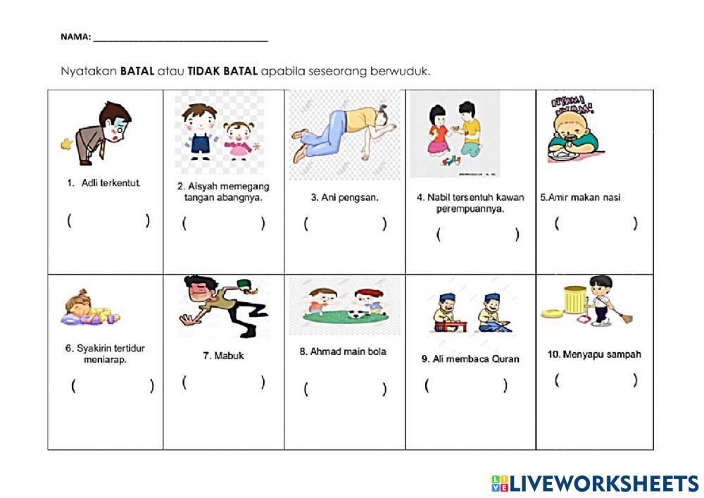 Wuduk online pdf worksheet | Live Worksheets