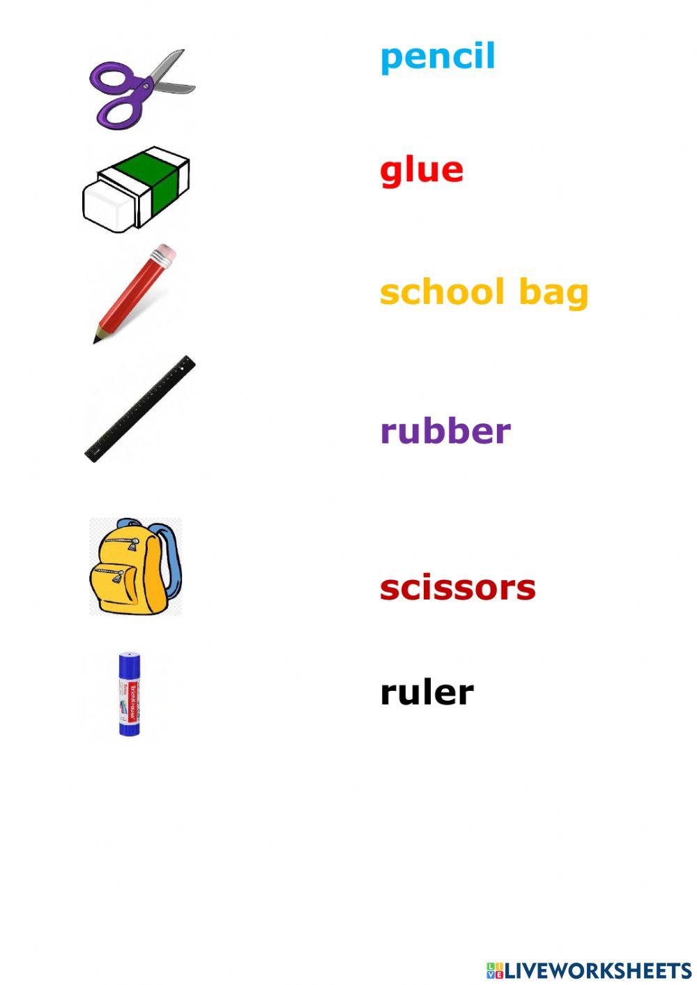 School objects online exercise for grade 2-3 | Live Worksheets