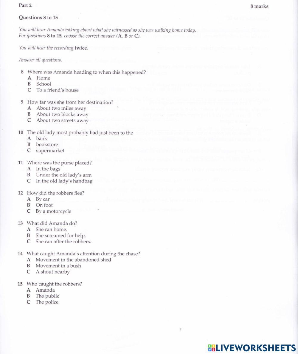 PAPER 4 SPM FORMAT LISTENING TASK 1 online exercise for | Live Worksheets