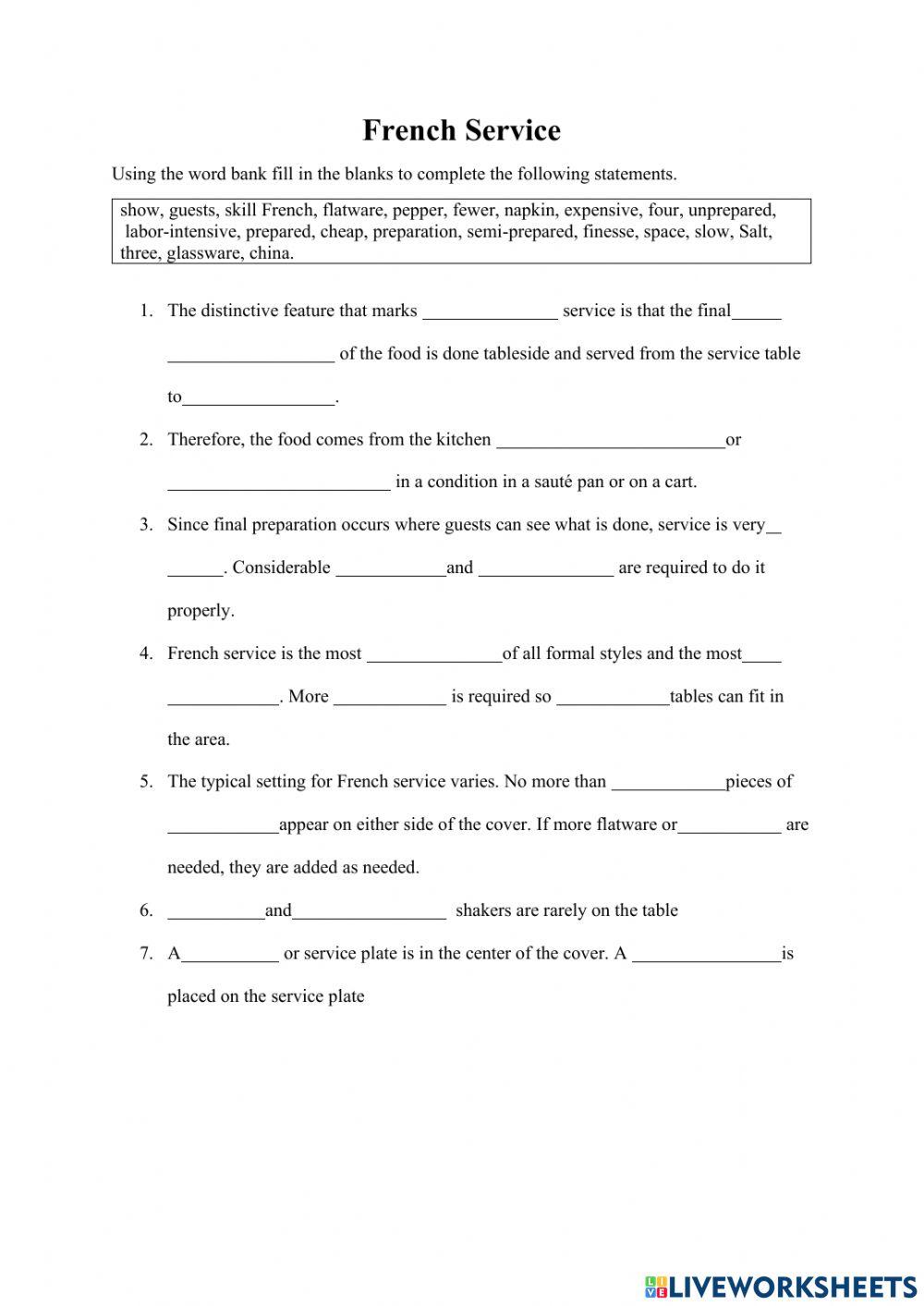 French Service 1467510 | David Thompson | Live