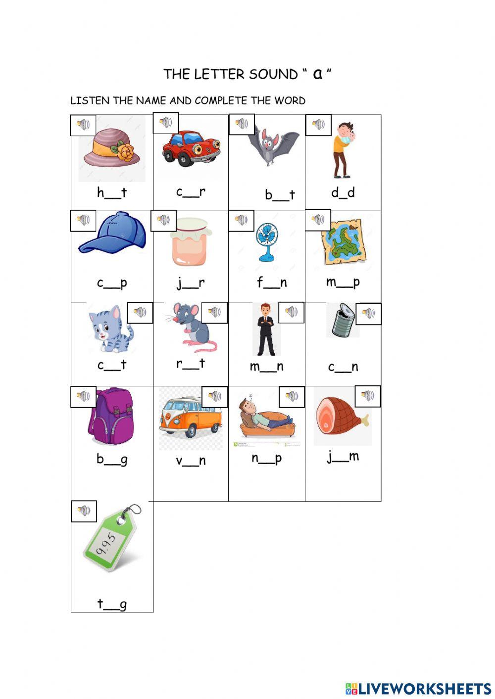 The letter sound A worksheet | Live Worksheets