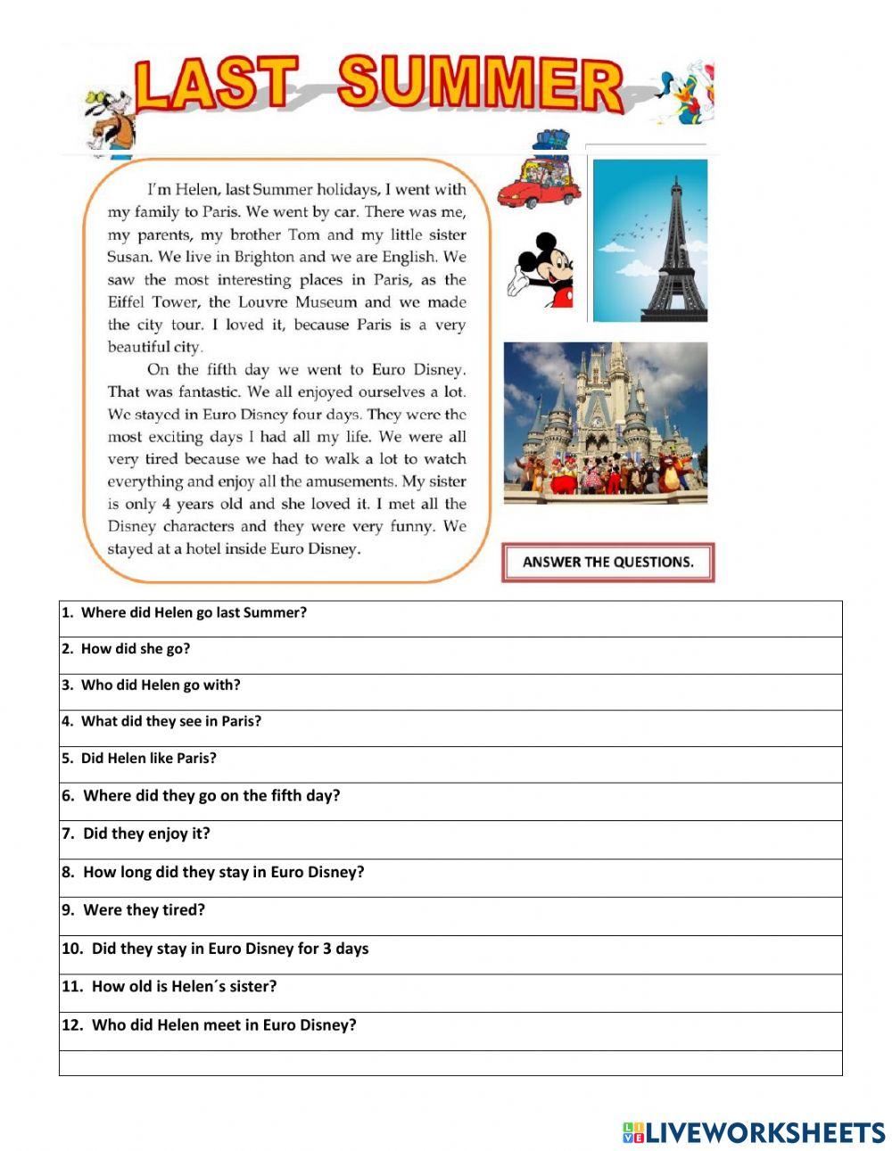Past Tense Reading exercises online exercise for | Live Worksheets