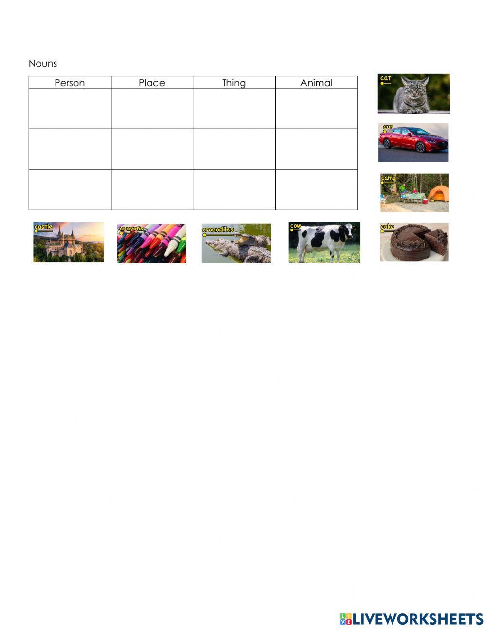 Nouns with Letter C worksheet | Live Worksheets