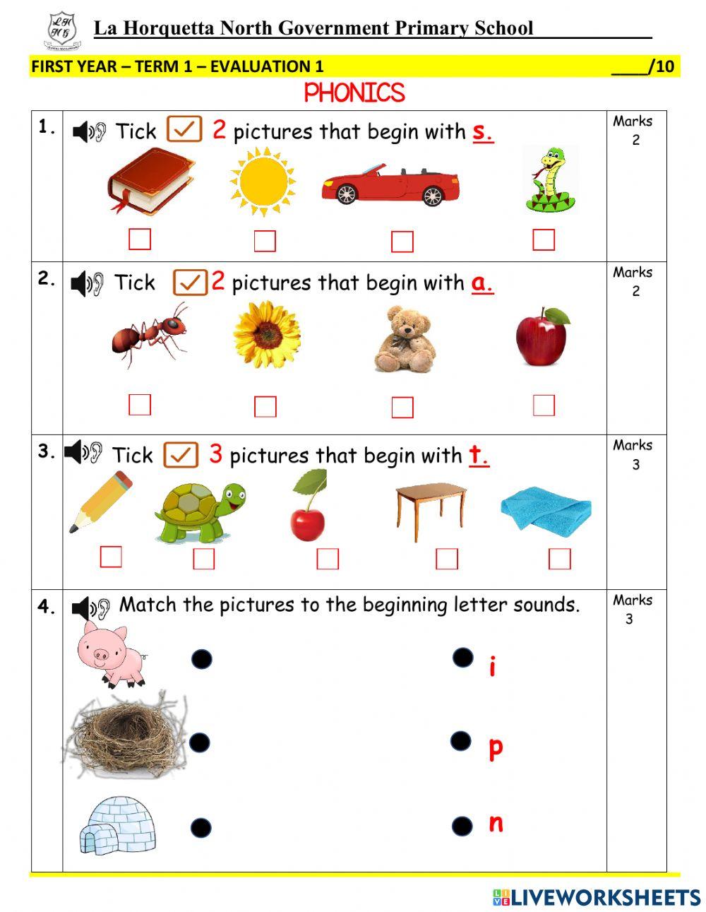 TERM 1 - TEST 1 - PHONICS 3016 | Janice Martinez | Live