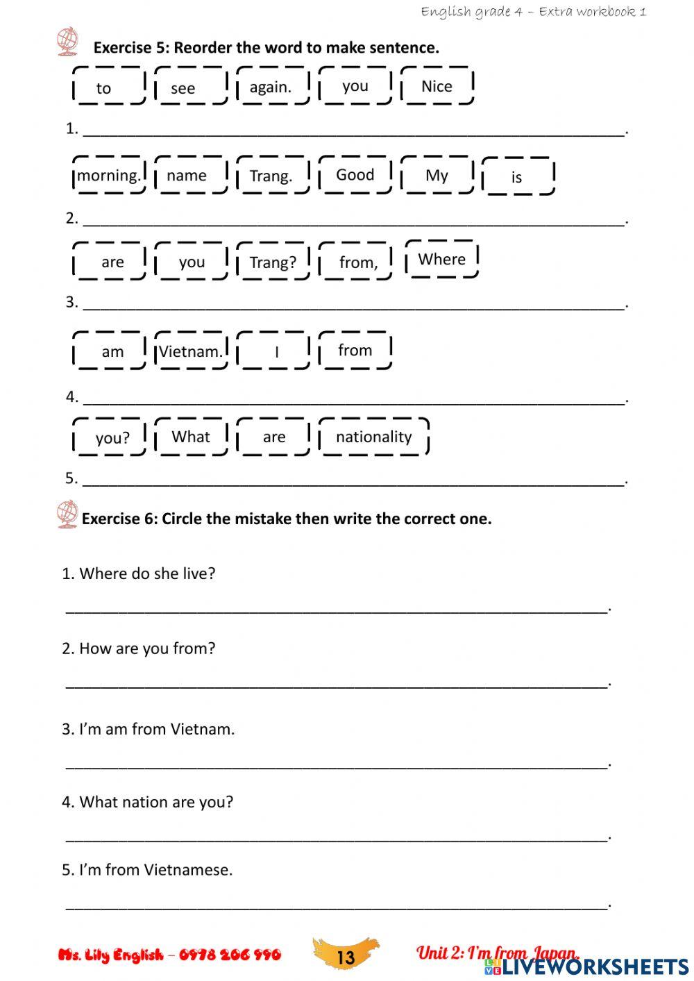 MsLily.G4- Unit 2 activity | Live Worksheets