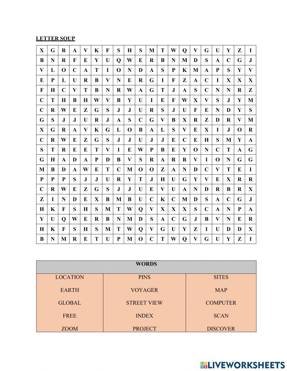 Google earth worksheet | Live Worksheets