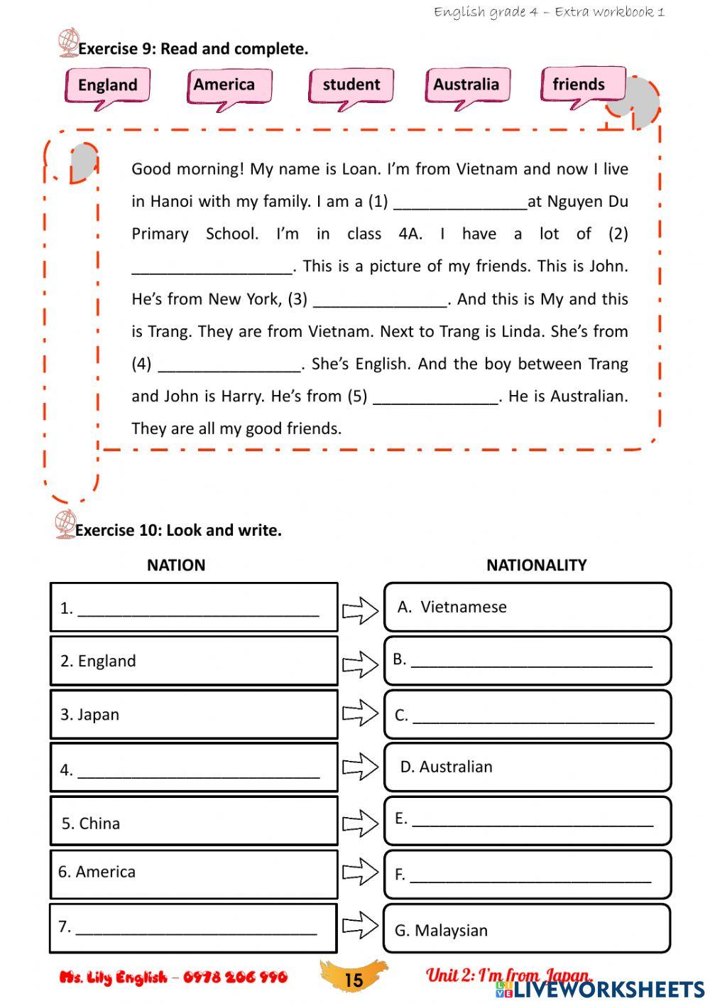 MsLily.G4- Unit 2 | Live Worksheets