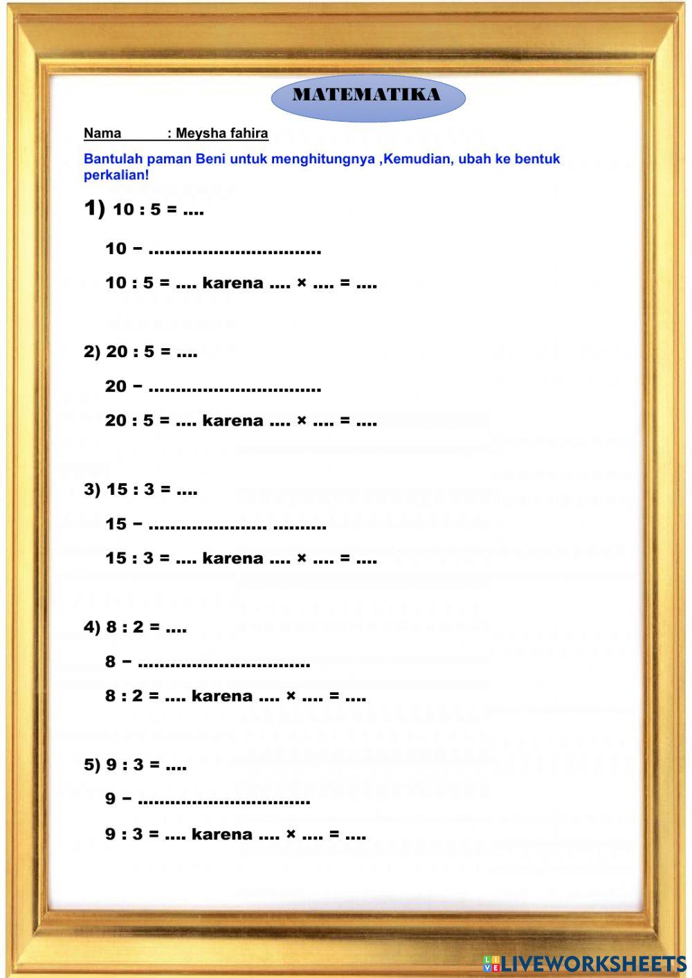 Mtk 2 siap 1348966 | dewi yanti | Live Worksheets