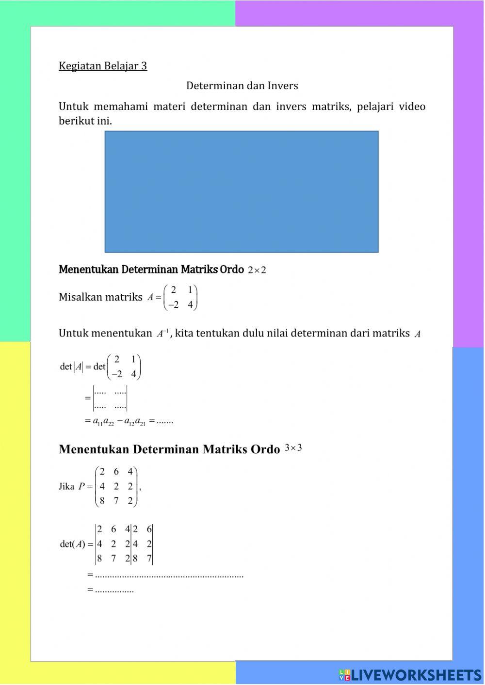 Determinan dan invers matriks | Ristanti | Live