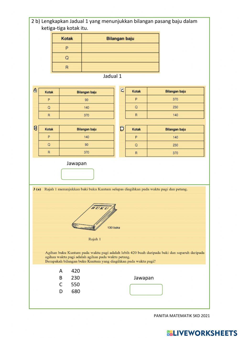 Matematik online exercise for SEK RENDAH | Live Worksheets