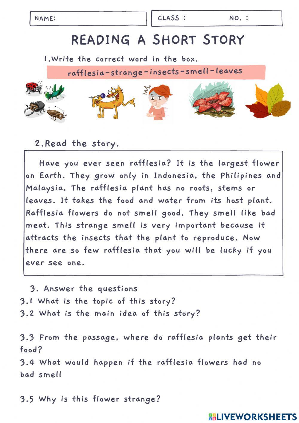 Test Short story | Free Interactive Worksheets | 3838019