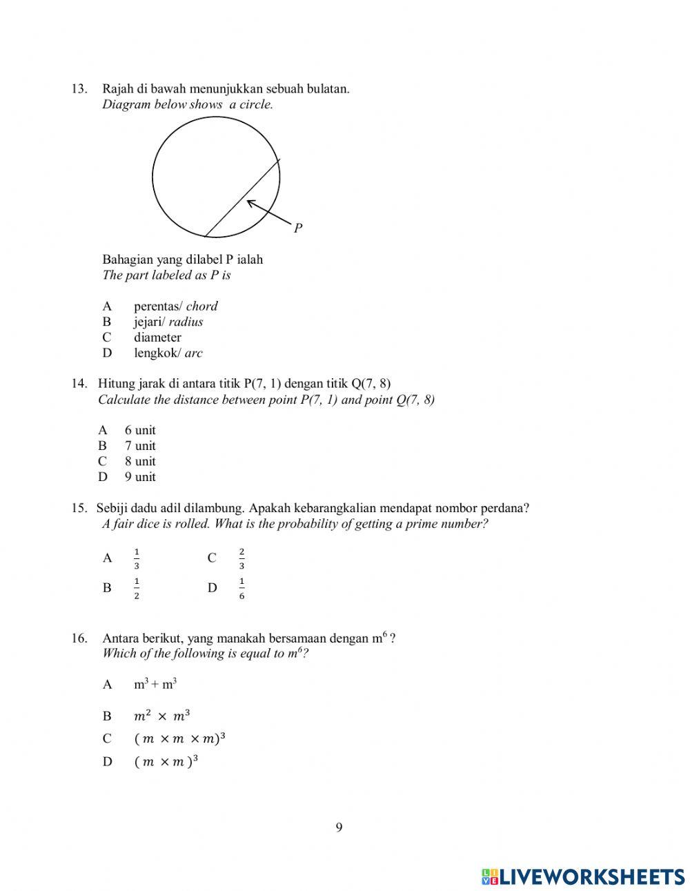 Revision form 1 to form 3 interactive worksheet | Live Worksheets