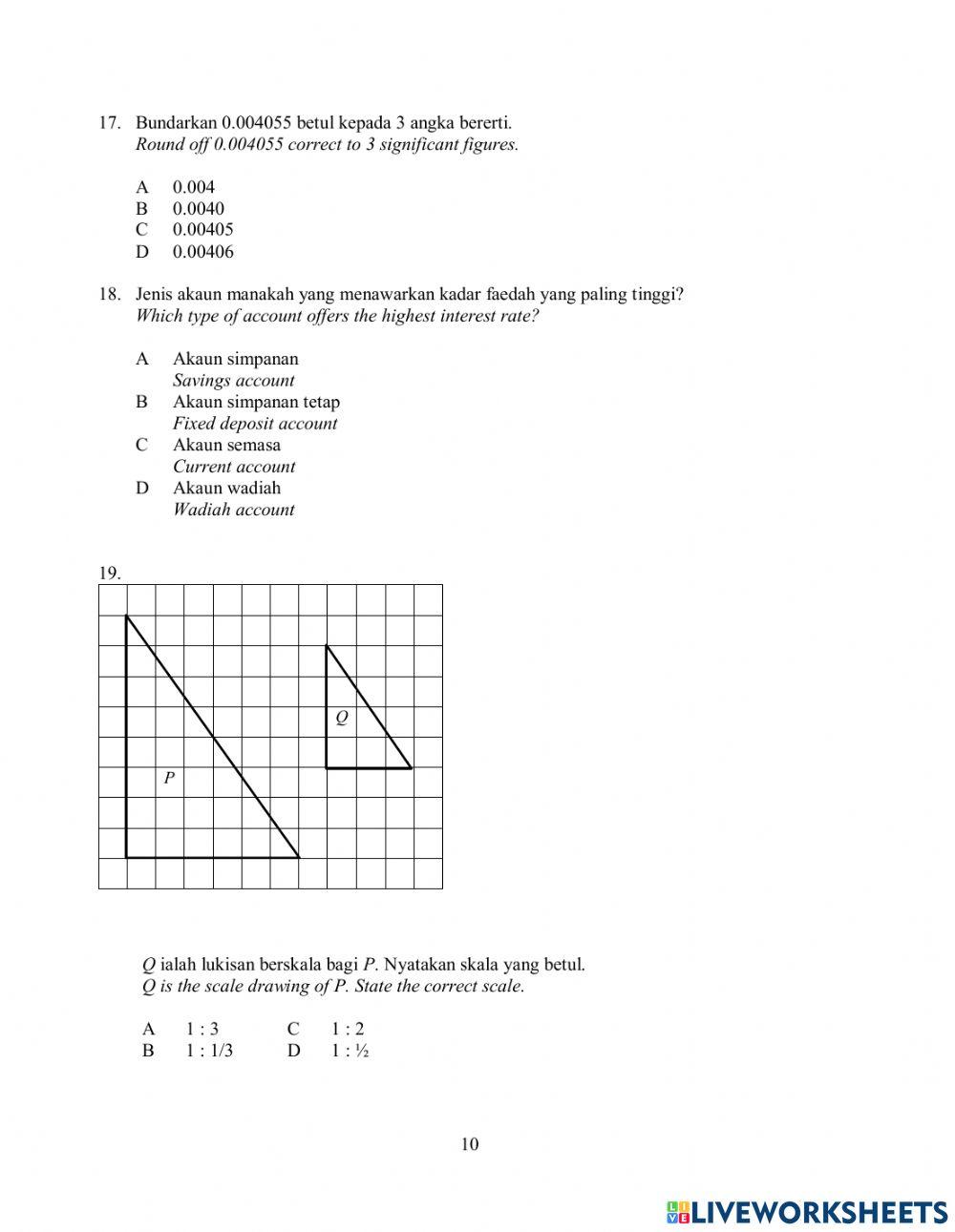Revision form 1 to form 3 interactive worksheet | Live Worksheets