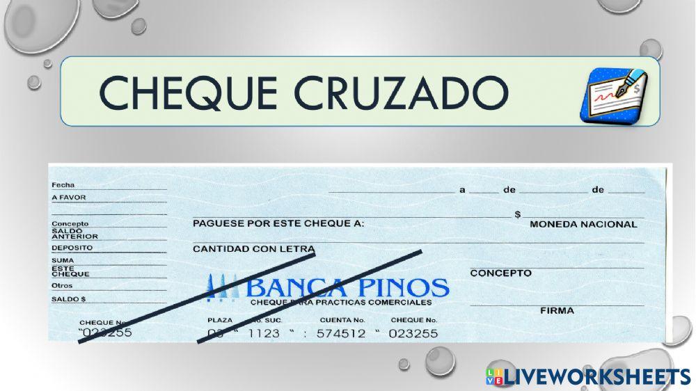 Cheque cruzado y abono cuenta worksheet | Live Worksheets