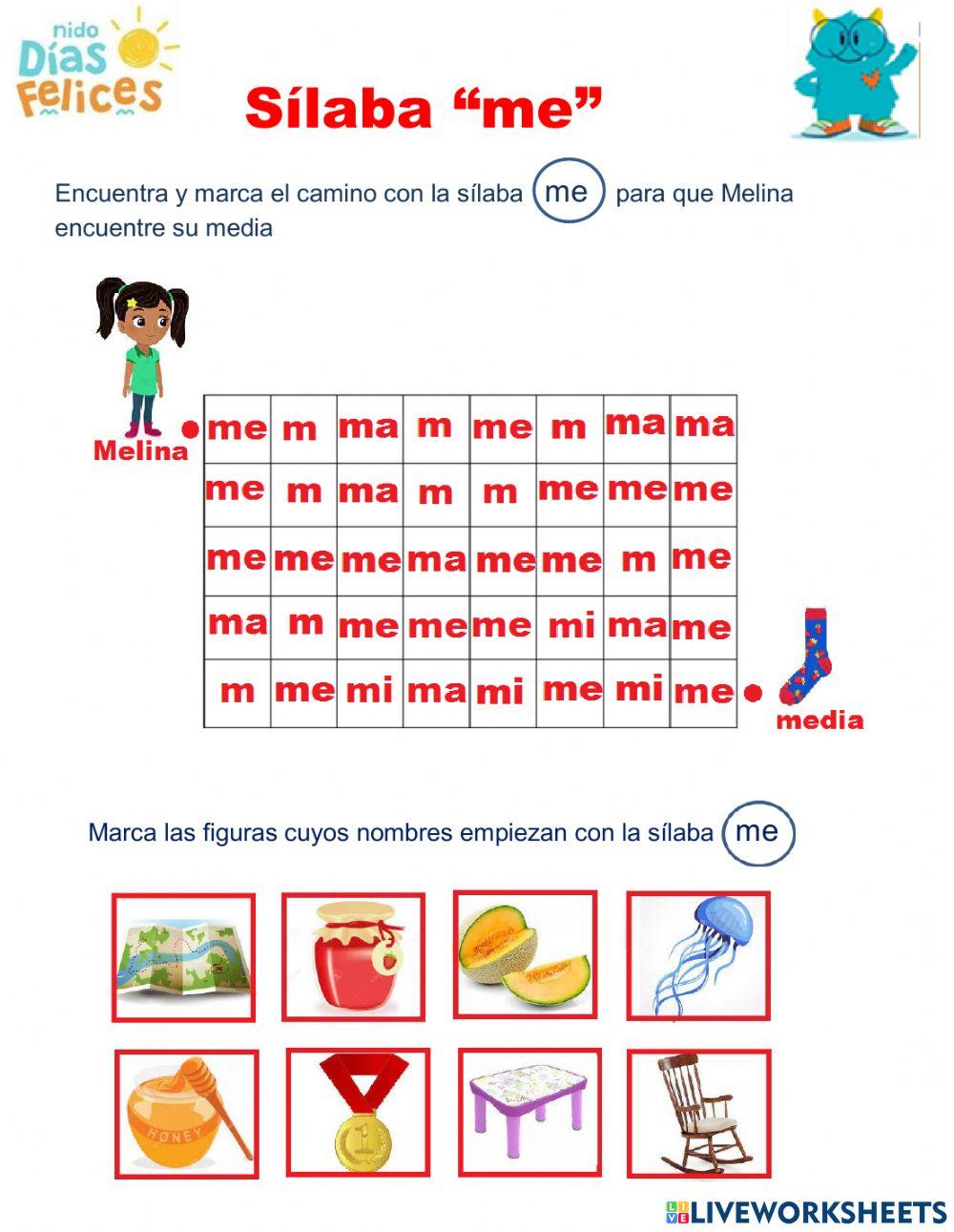 Sílaba me exercise | Live Worksheets