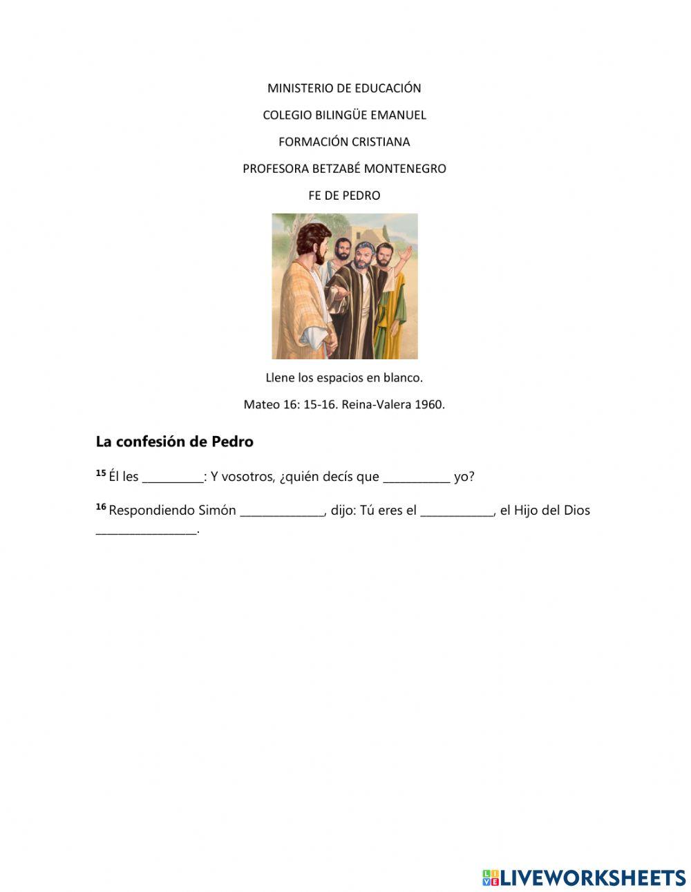 Pedro online exercise for | Live Worksheets