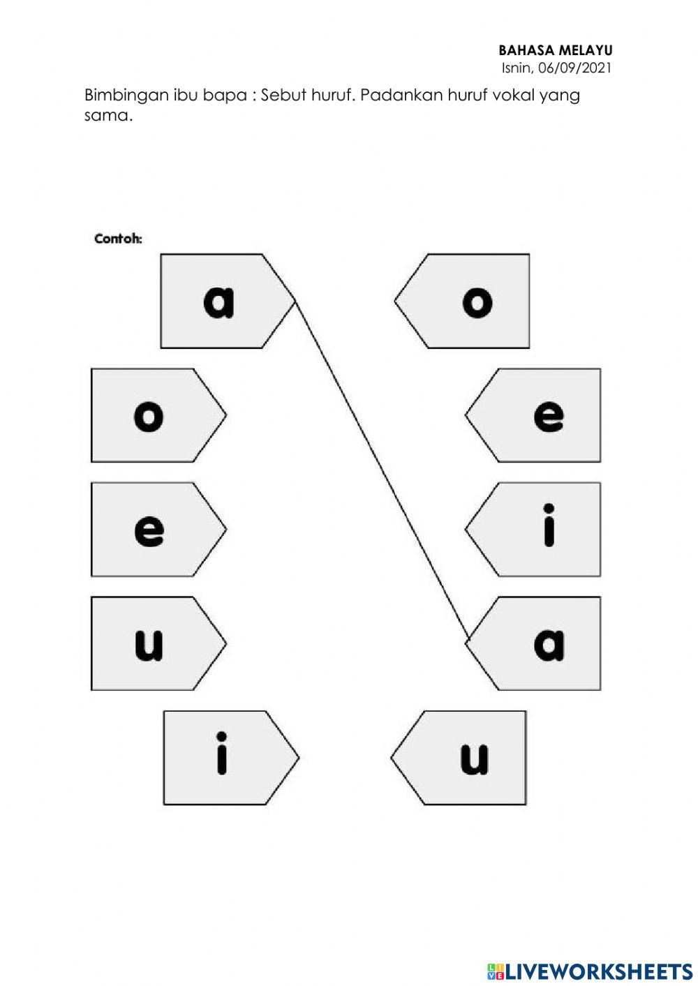 Huruf Vokal online worksheet for Special Education | Live Worksheets