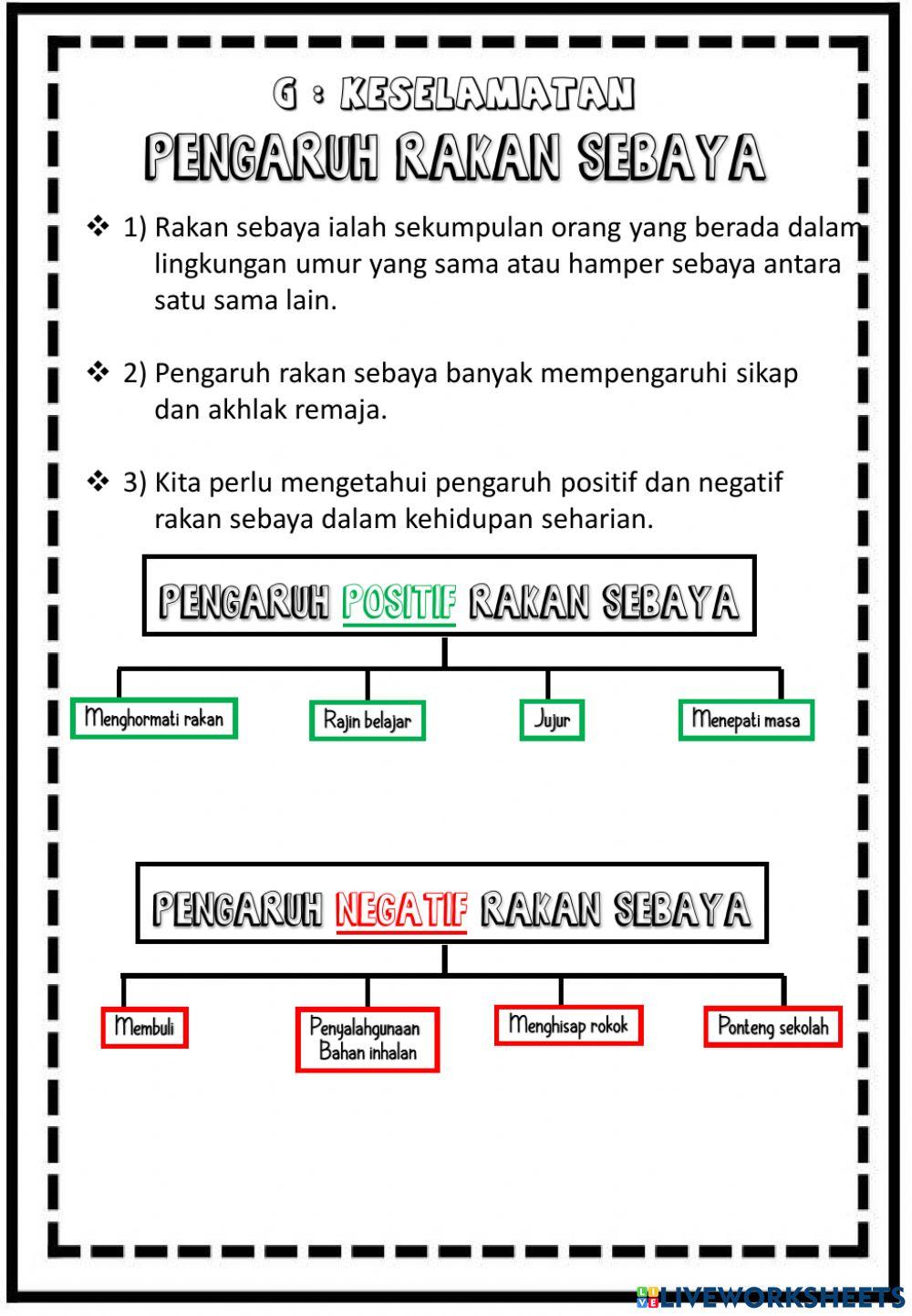 Pengaruh rakan sebaya exercise for TAHUN 5 | Live Worksheets