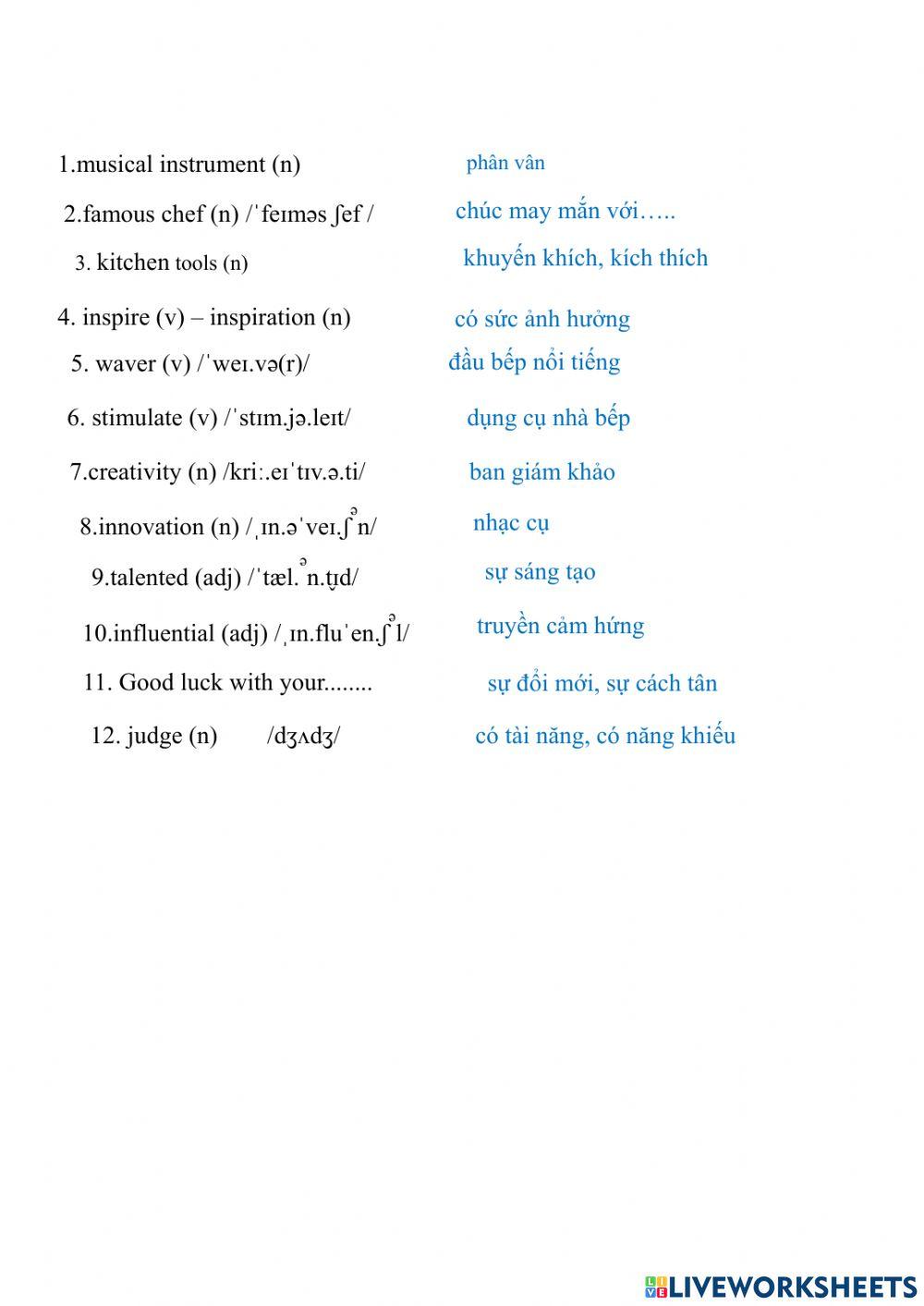 Unit 2 : Urbanization - tu vung-getting started worksheet | Live Worksheets