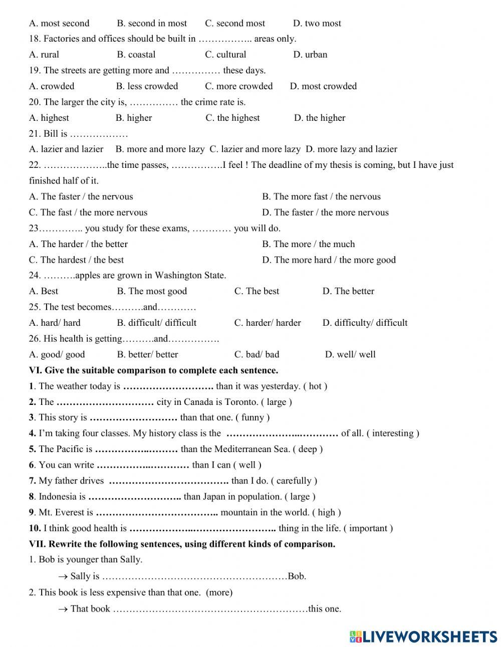 Mini test 2- Grade 9 worksheet | Live Worksheets