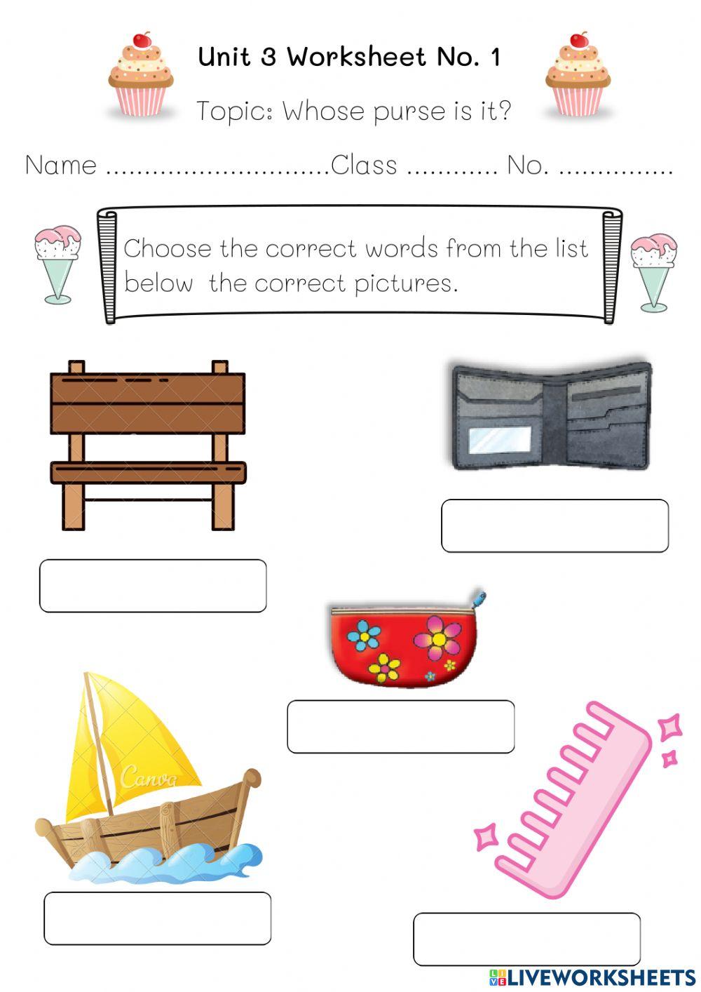 P.3 Unit 3 Whose purse is it Worksheet No.1 online exercise for | Live ...
