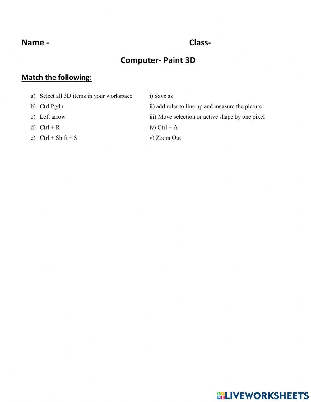 Paint 3D worksheet 0526 | Kirann | Live Worksheets