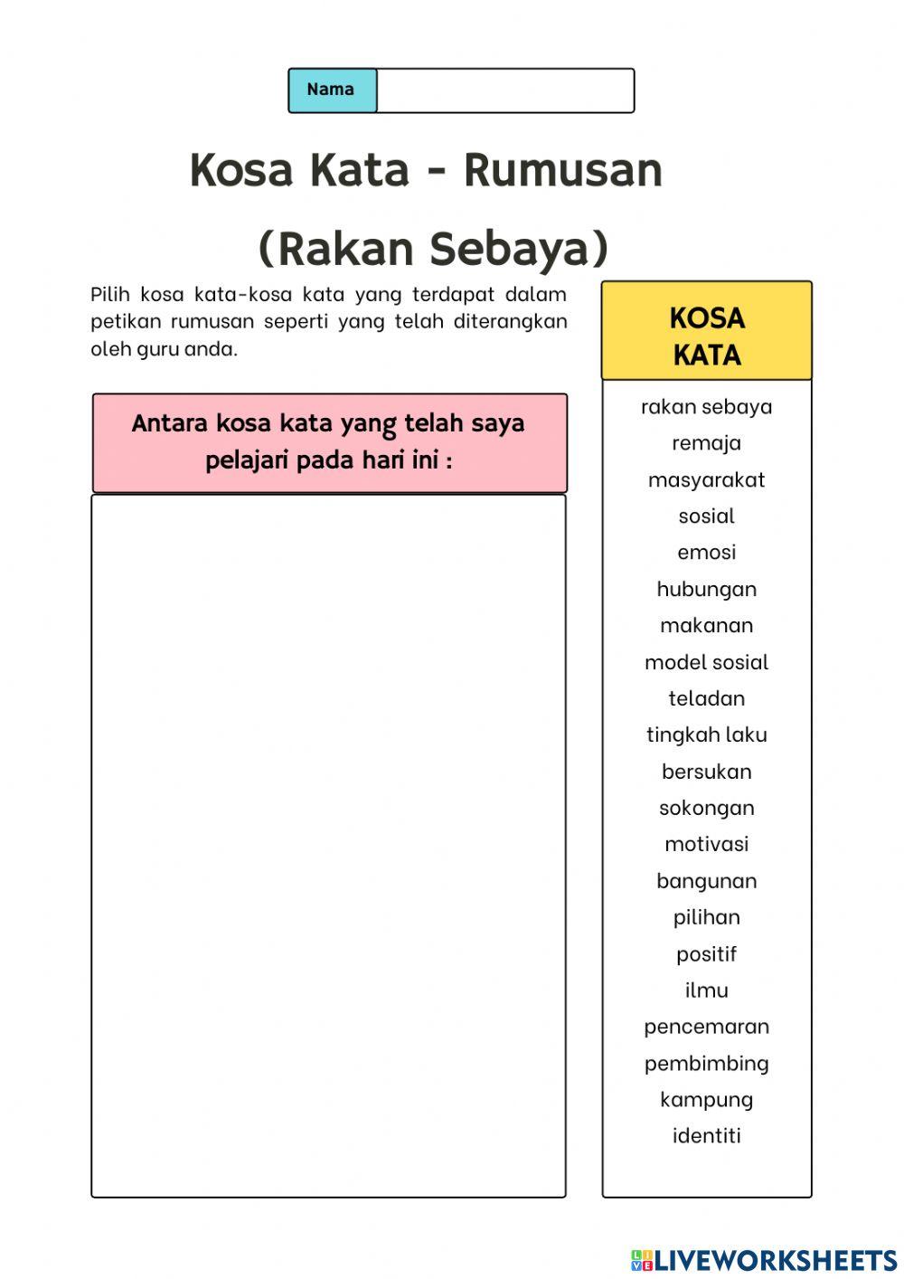 Rumusan uec | Free Interactive Worksheets | 1352495