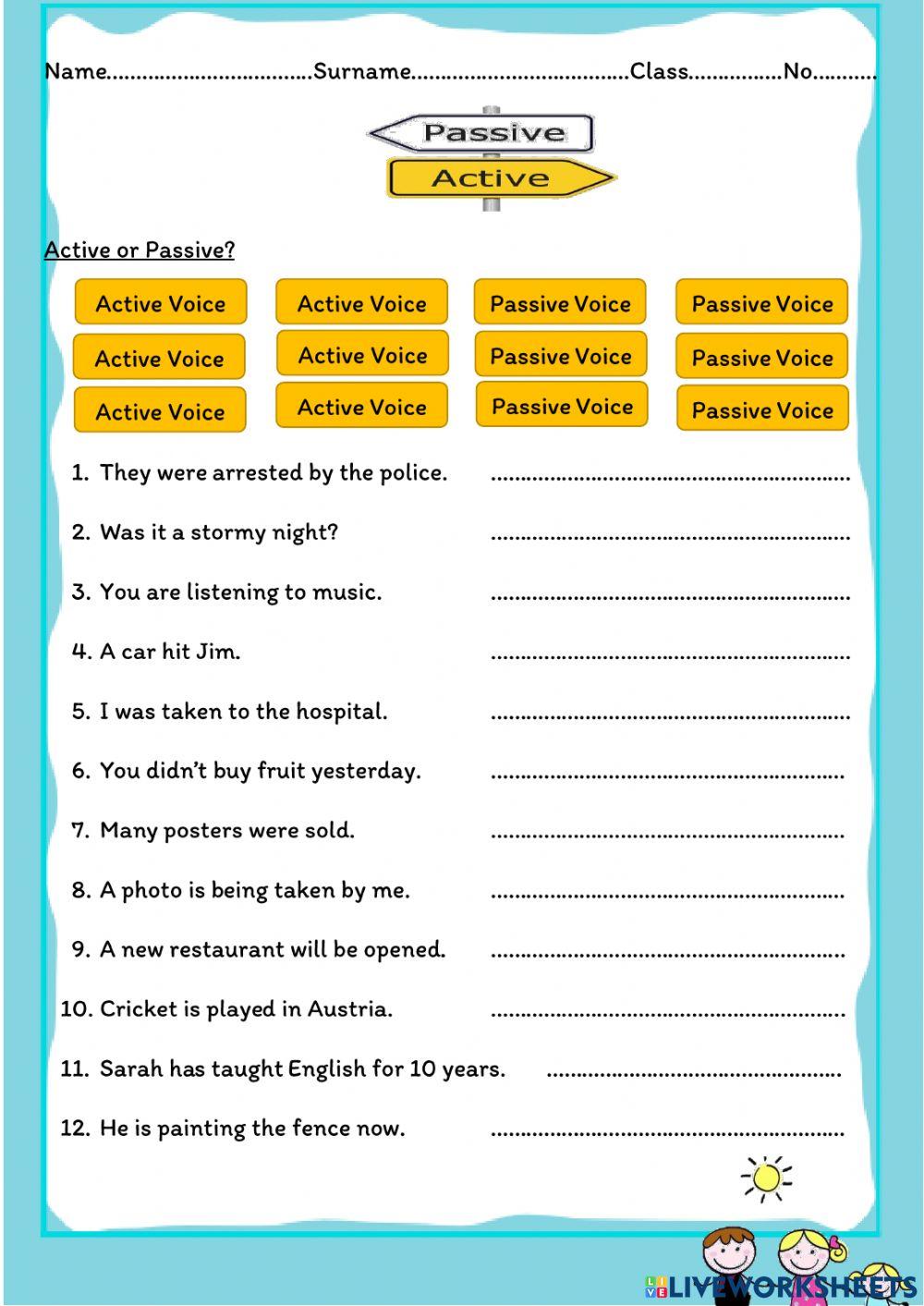 Passive voice online exercise for | Live Worksheets