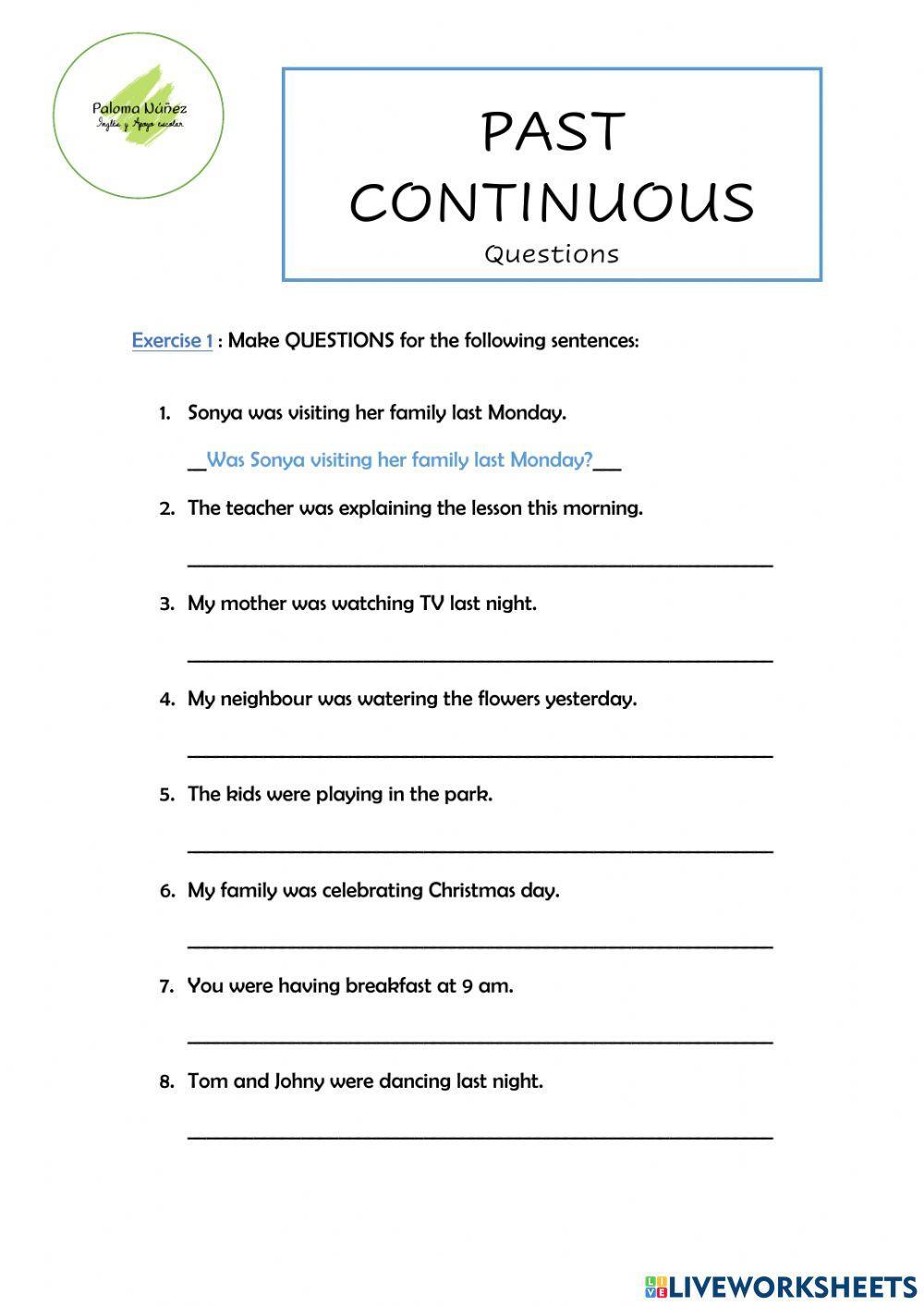 LESSON 25 Past Continuous QUESTIONS Worksheet Live, 49% OFF LESSON 25 Past Continuous QUESTIONS Worksheet Live, 49% OFF