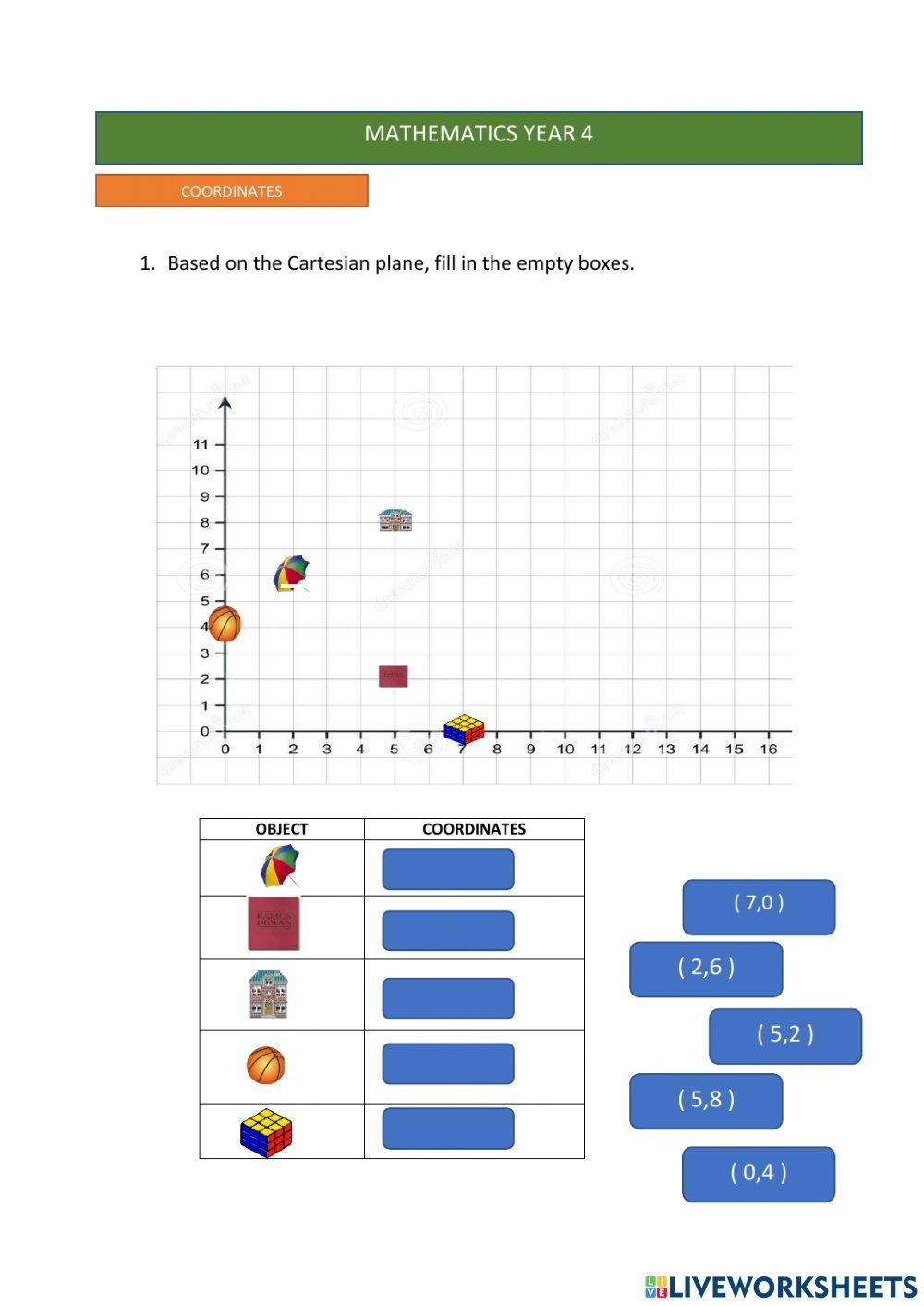 Coordinates-bY Tch Ctainon worksheet | Live Worksheets