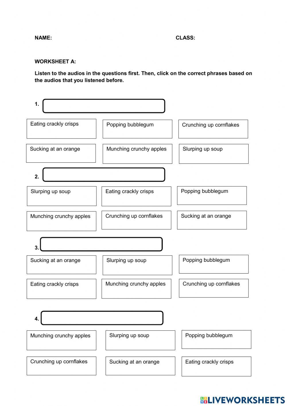 Noisy Food Poem… | Free Interactive Worksheets | 3364382