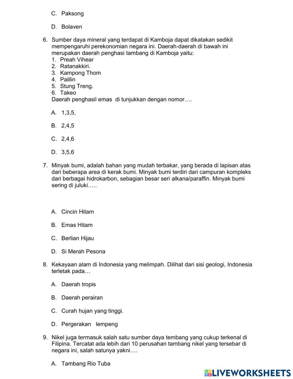 SDA negara ASEA… | Free Interactive Worksheets | 1353389