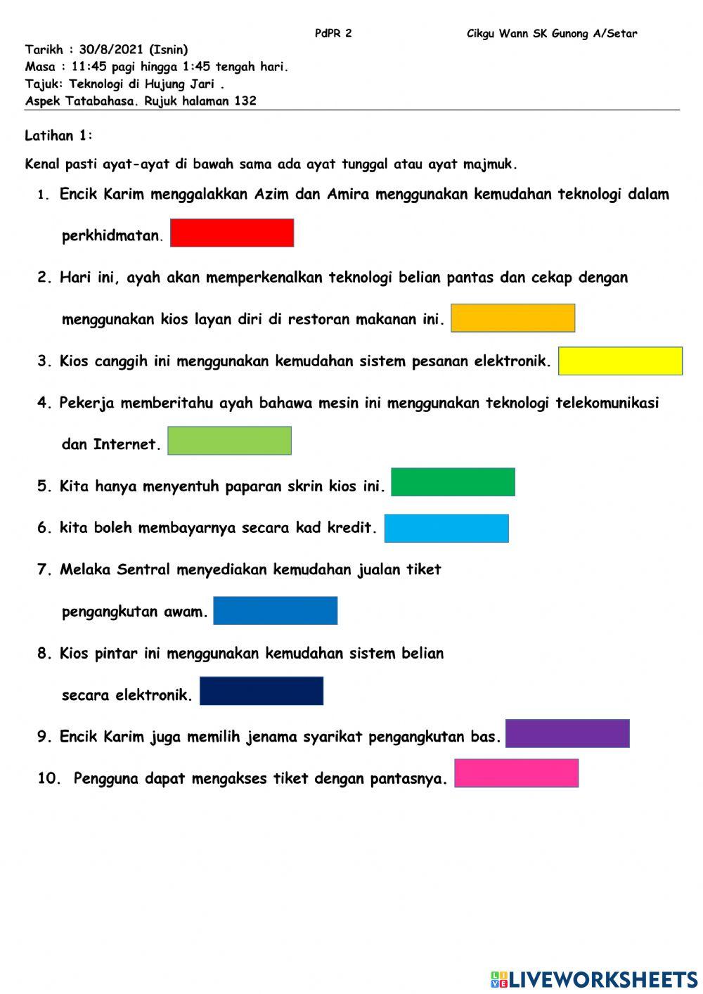 Latihan Ayat Tunggal Dan Ayat Majmuk Gambaran – Bilarasa Latihan Ayat Tunggal Dan Ayat Majmuk Gambaran – Bilarasa