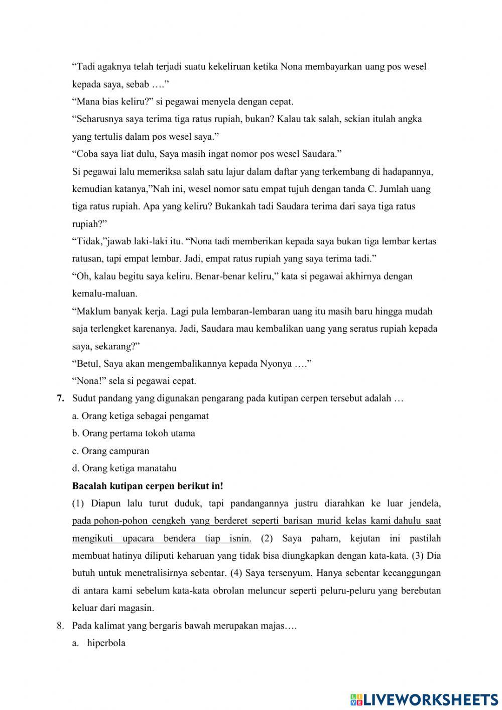 Bahasa Indonesia online exercise for 9 | Live Worksheets