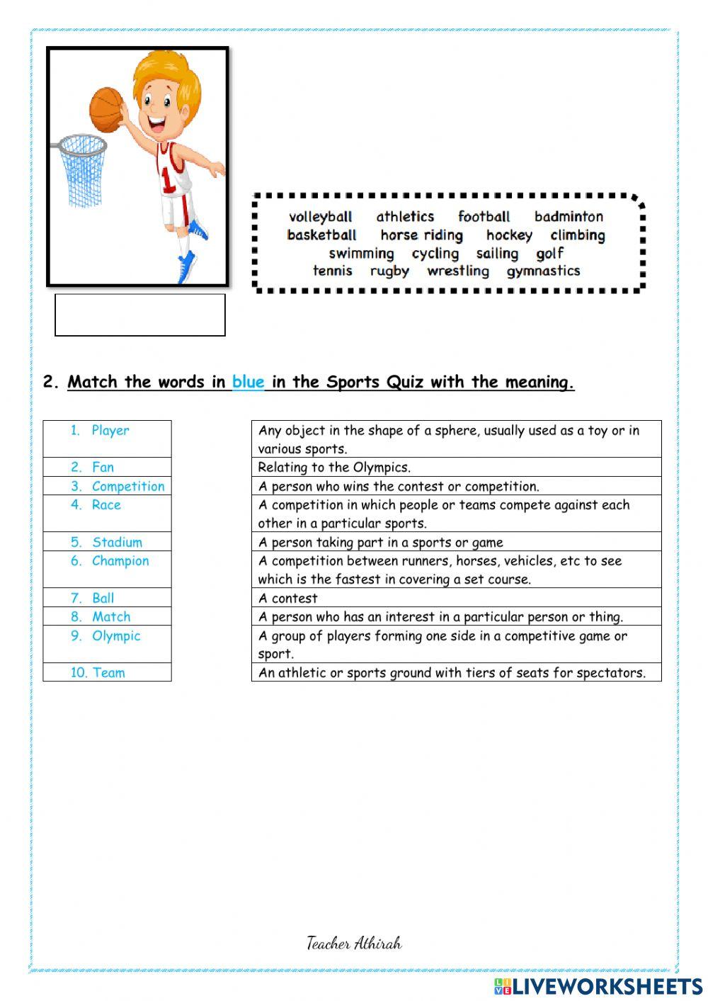 5152488 | Year 5 : Unit 6 : Sports (Vocabulary)