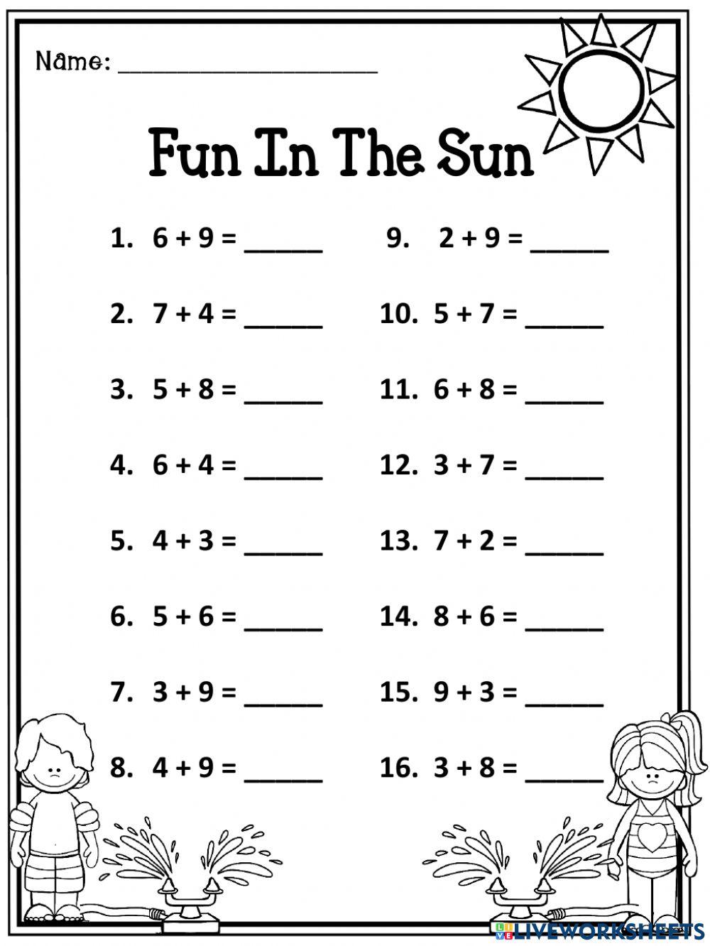 Addition online exercise for Grade 2 /Grade 1 | Live Worksheets