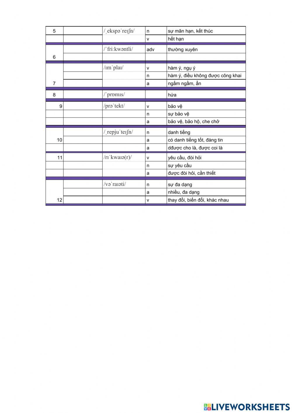 Toeic - Vocab - Check week 2 worksheet | Live Worksheets