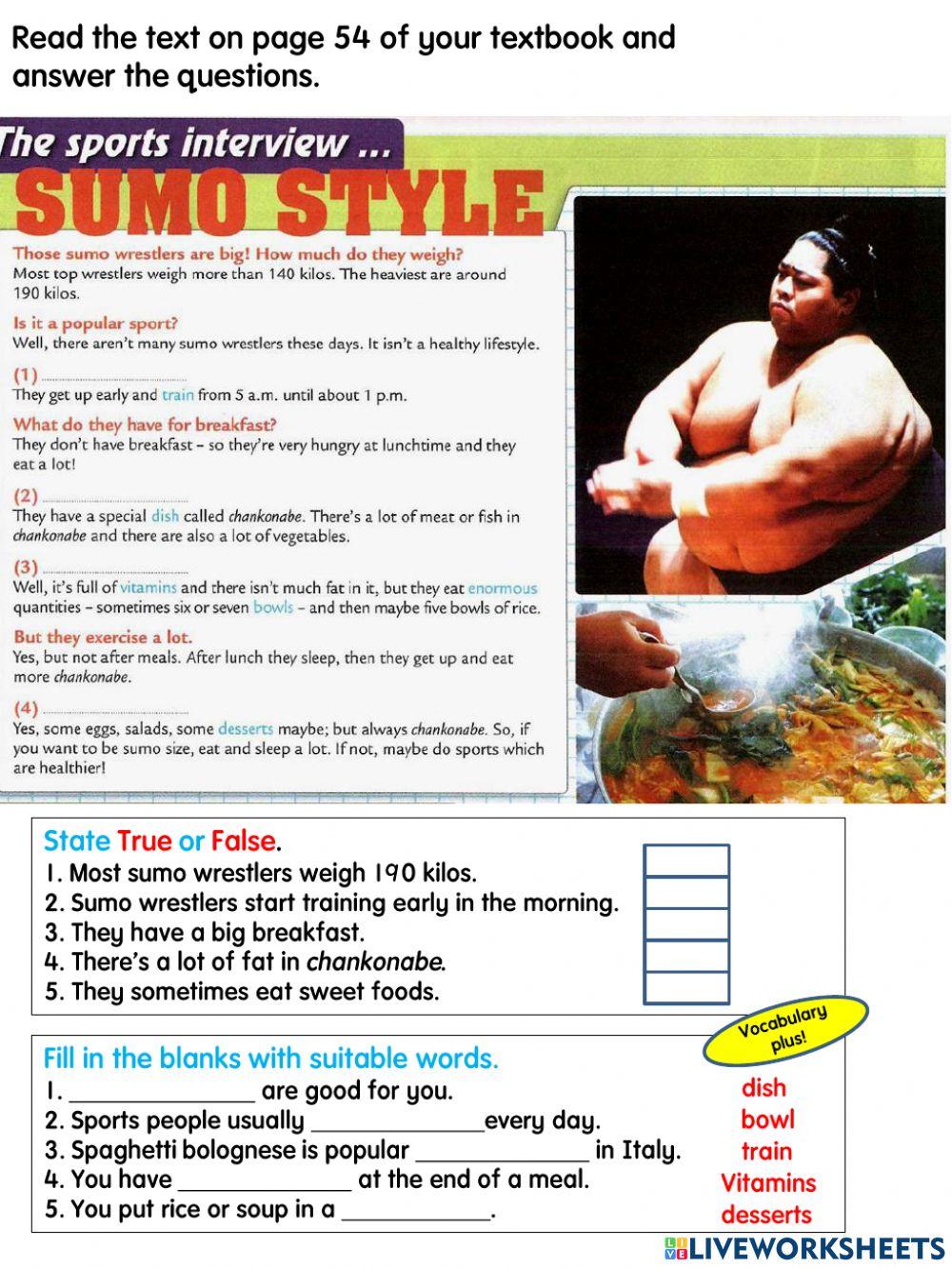 Sumo Style exercise | Live Worksheets