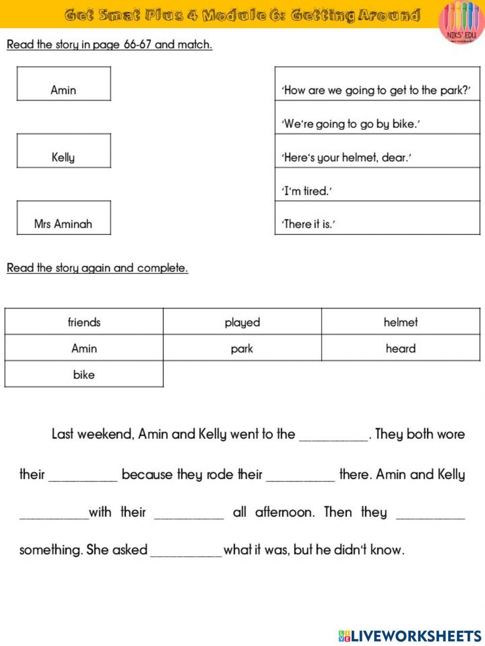 Getting around- Story Time worksheet | Live Worksheets
