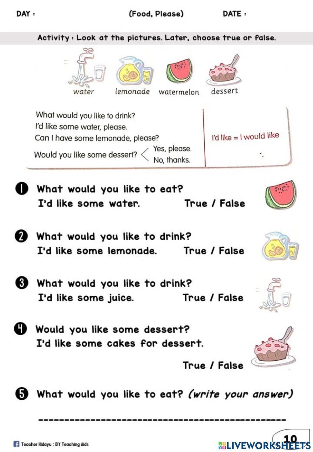 Food please 1355542 | SITI AMINAH AZMI | Live Worksheets