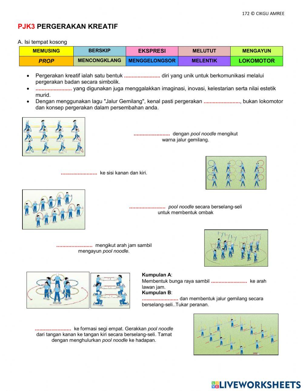 PJK3 pergerakan kreatif worksheet | Live Worksheets