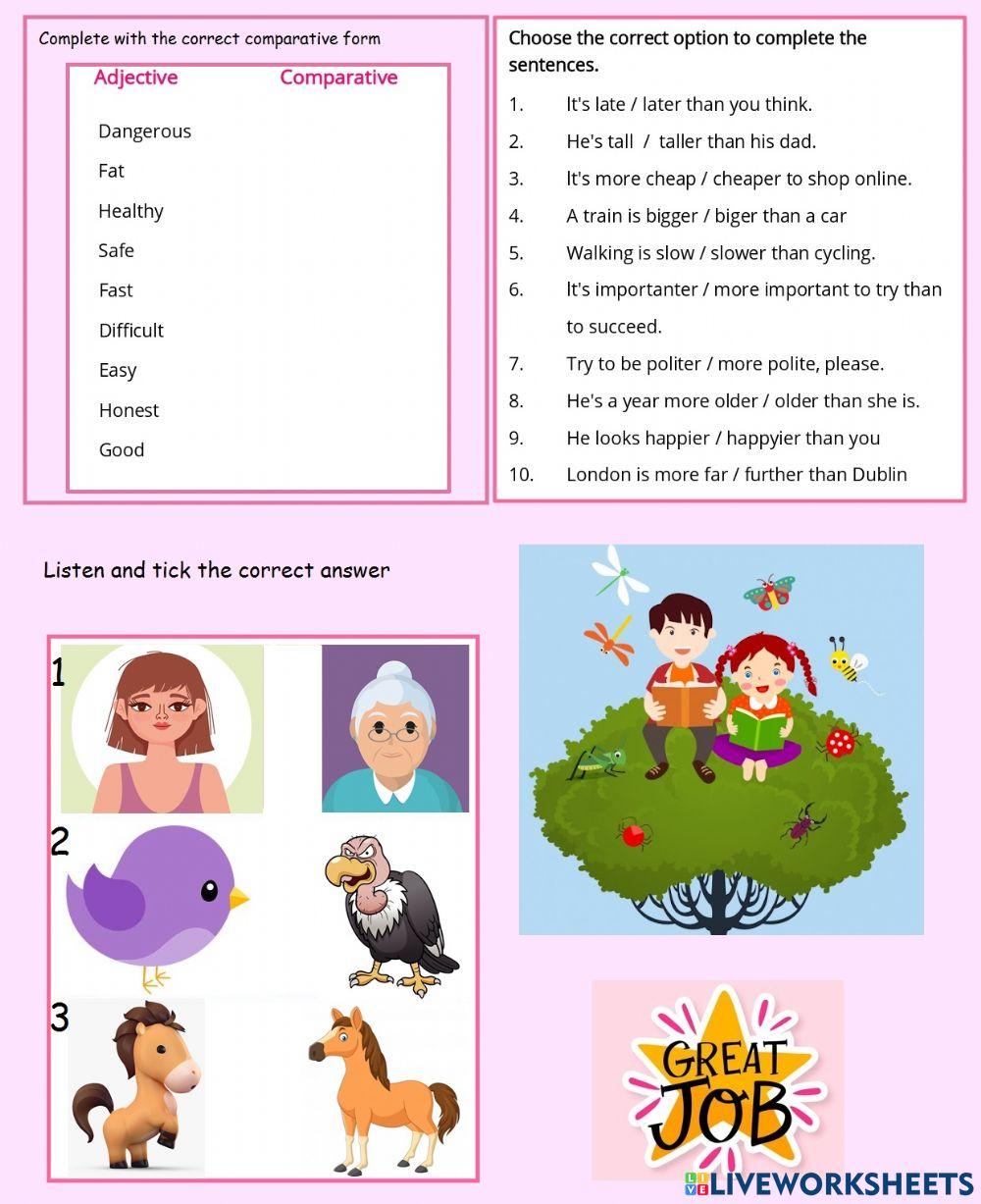 Comparatives online exercise for Grade 6 | Live Worksheets