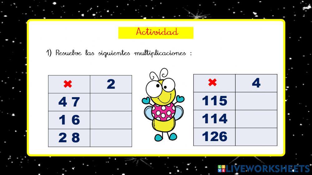 Multiplicación 1355899 | LyviaSandy81 | Live Worksheets